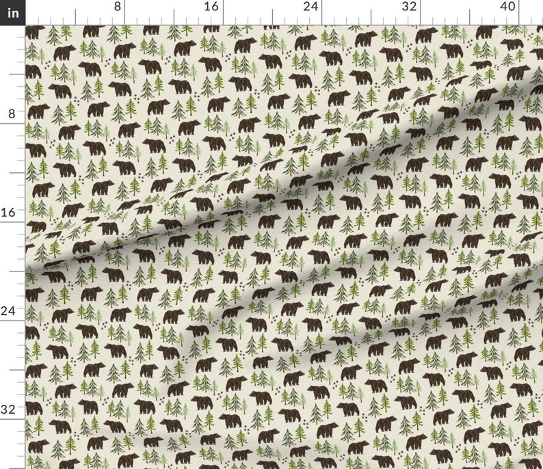 Bear Tracks Woodland Pattern Fabric Woodland Bears Pine | Etsy