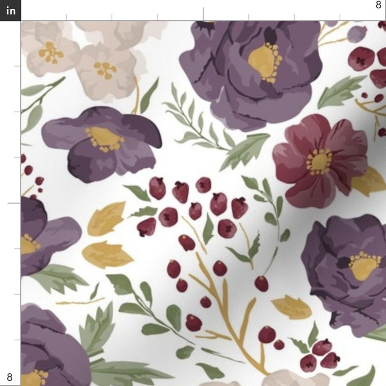Purple Autumn Floral Fabric Saturated Autumn Meadow Fall - Etsy