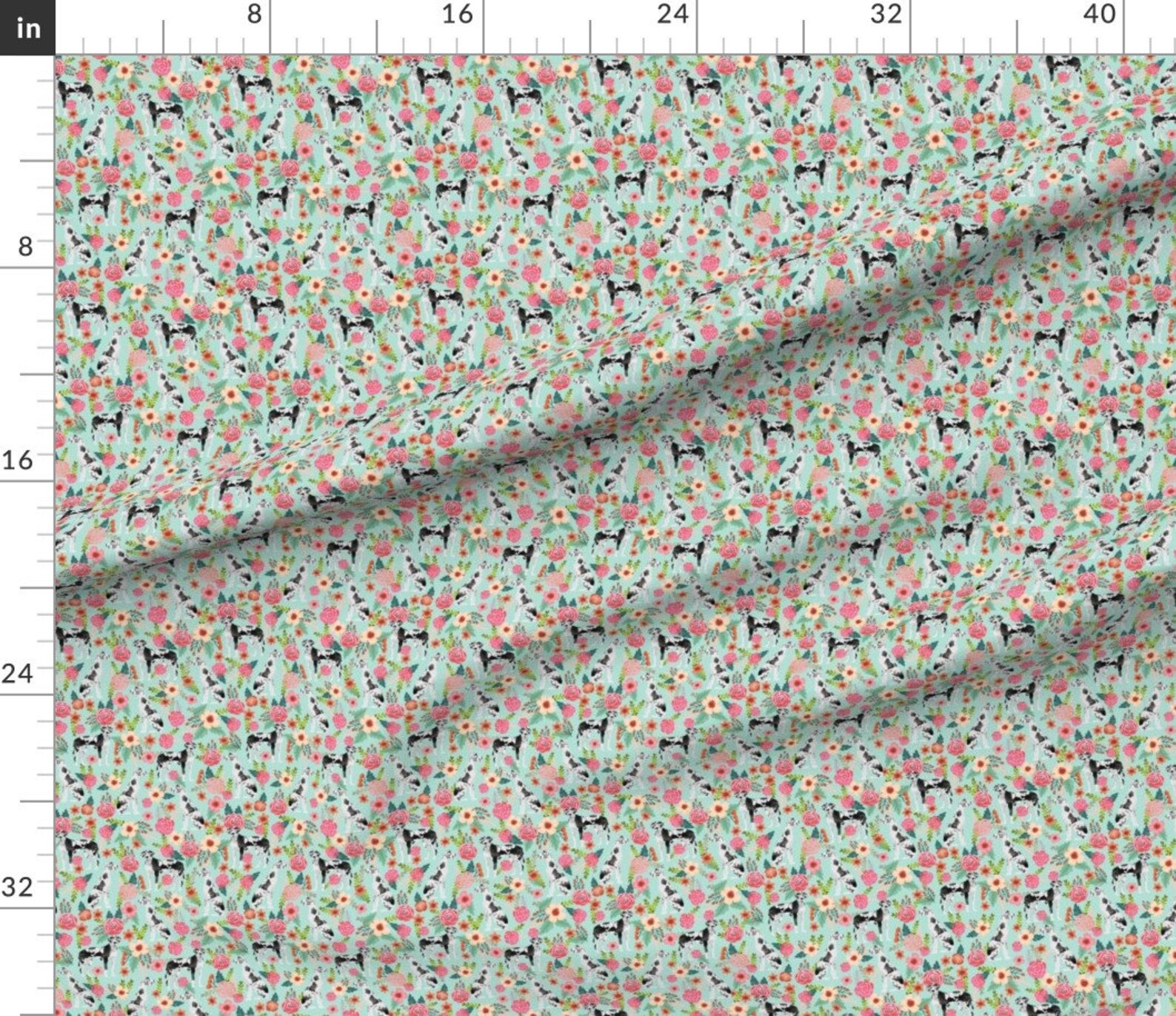 Great Dane Fabric Great Dane Floral Flowers Dog Breeds by | Etsy