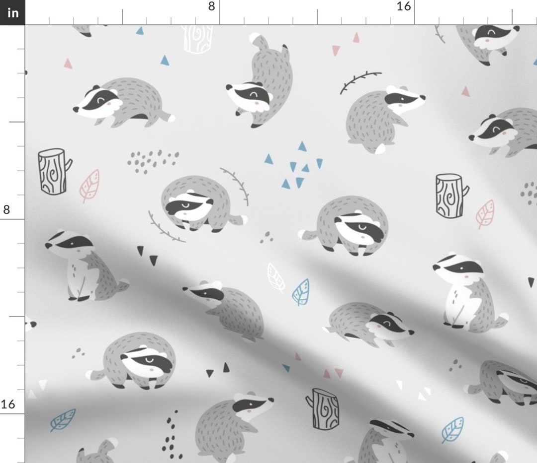 Badger Fabric Woodland Badgers Scandinavian Style Light - Etsy