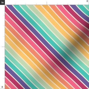 Retro Rainbow Stripes Fabric Rainbow Stripes by Roofdog Designs Muted ...