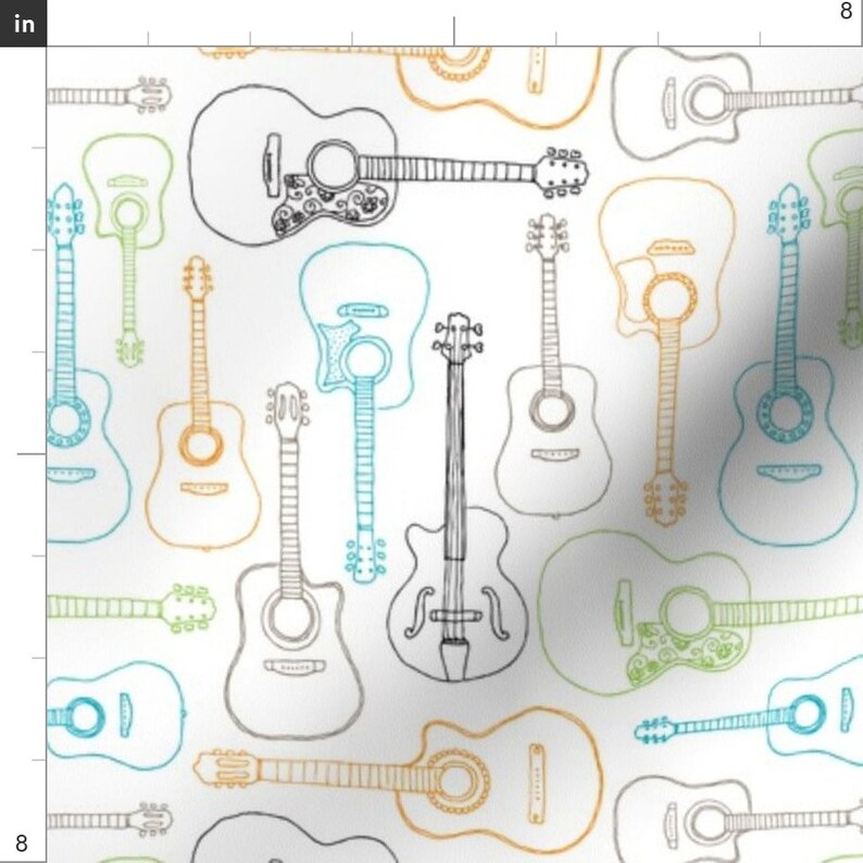 Rock Music Instrument Guitar Pattern Fabric by Little Smile | Etsy