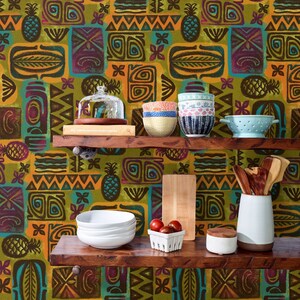 Tribal Tapa Wallpaper Native Poly by Woodyworld Hawaiian Vintage Custom ...