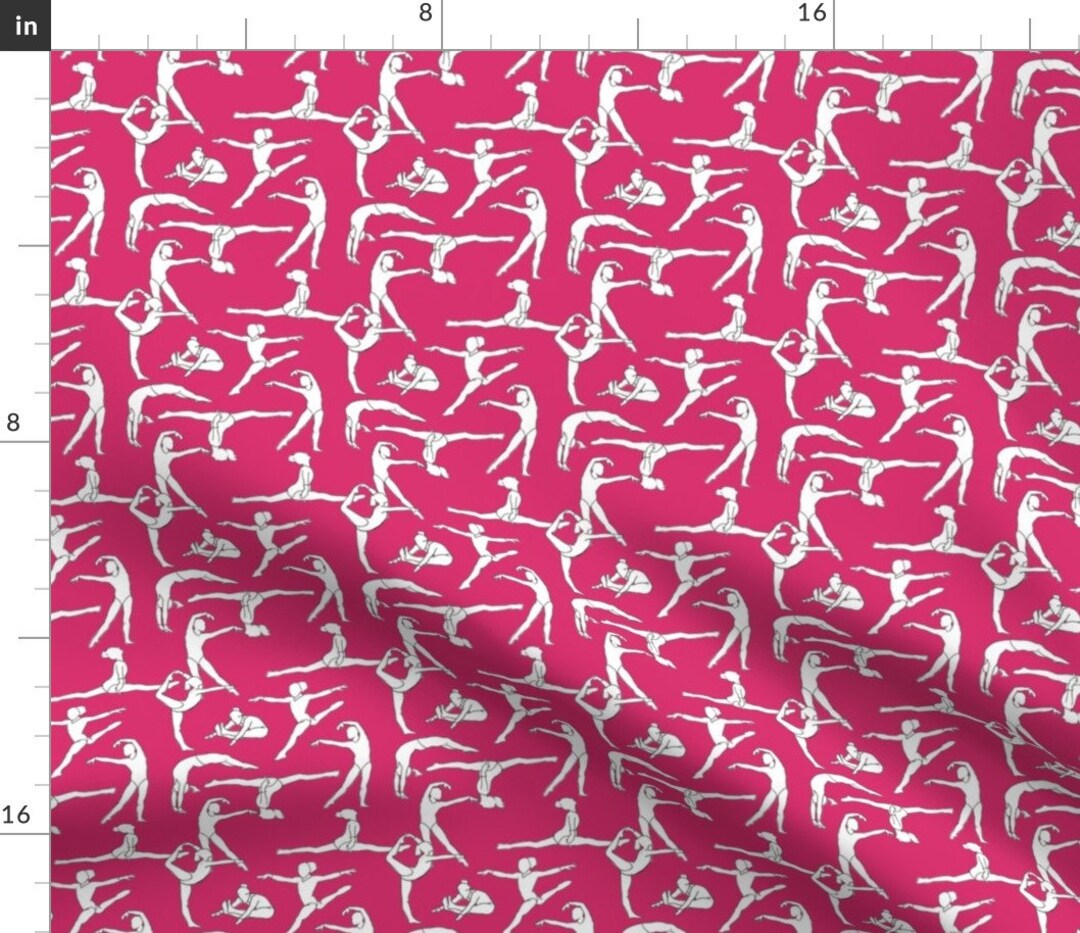 Tumbling Gymnastics Fabric Gymnasts on Magenta by Landpenguin Girls ...