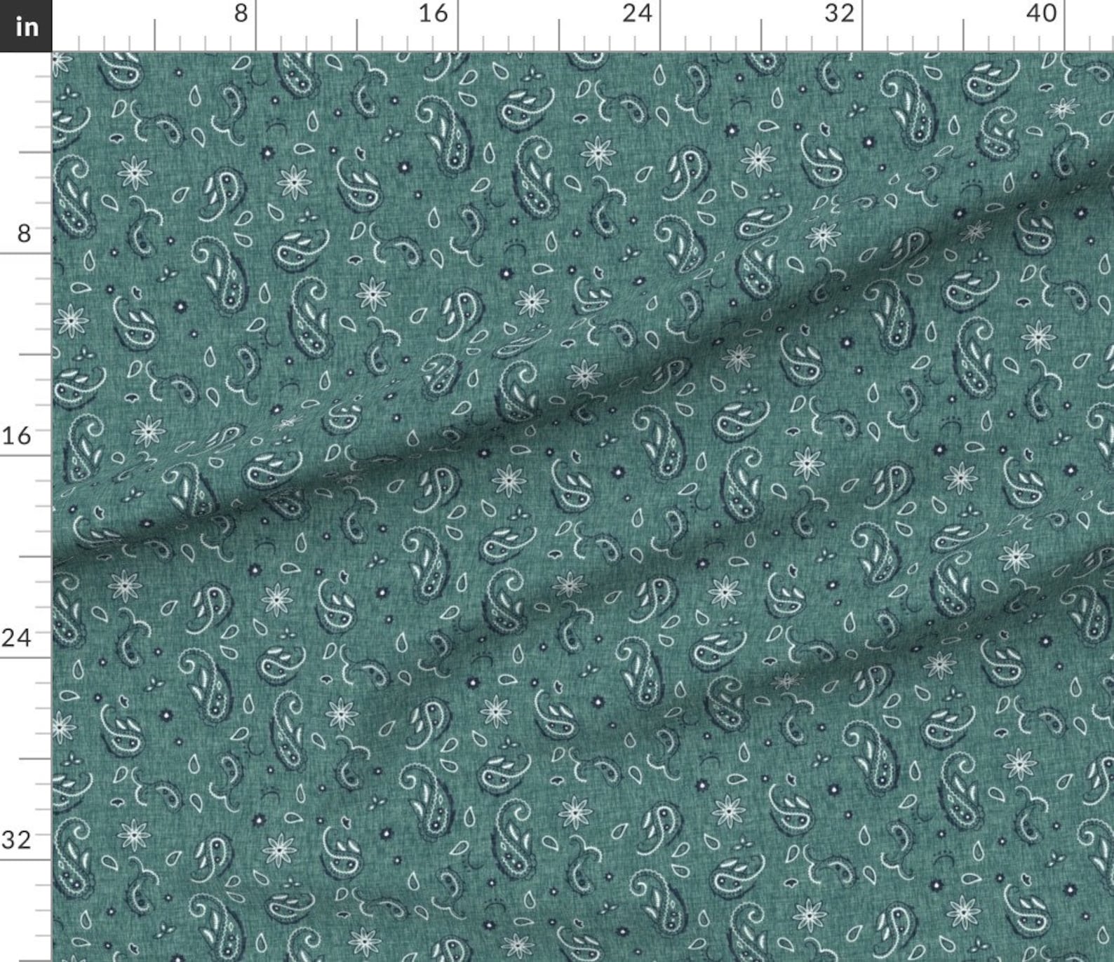Western Fabric Western Paisley Turquoise by Thecalvarium - Etsy