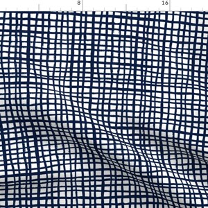 Blue and White Grid Fabric Grid Lines Navy Blue Grid Fabric Coordinate ...