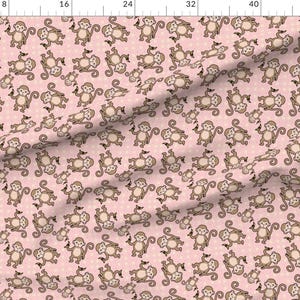 Monkey Fabric Monkey Polka Dot Pink by Stephanierae Ca Monkey Pink ...