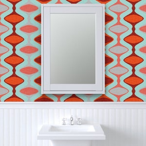 Geometric Wallpaper orange Blue by Fernlesliestudio Ogee - Etsy