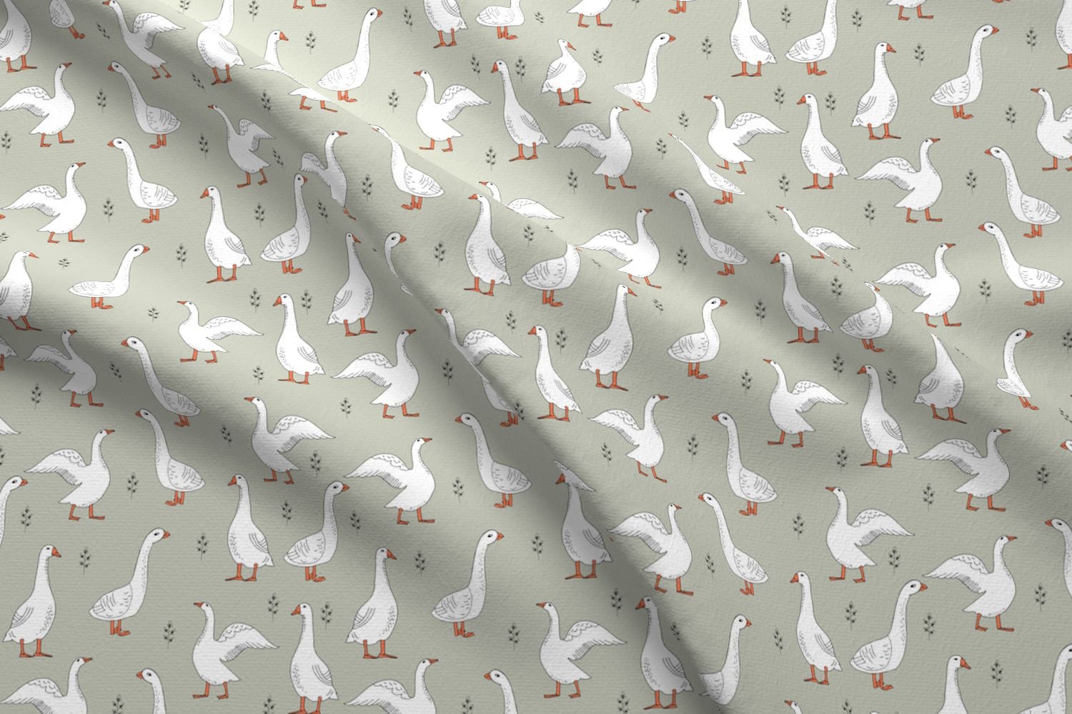 Geese Fabric Geese // Gray Gender Neutral Farm Animals By | Etsy