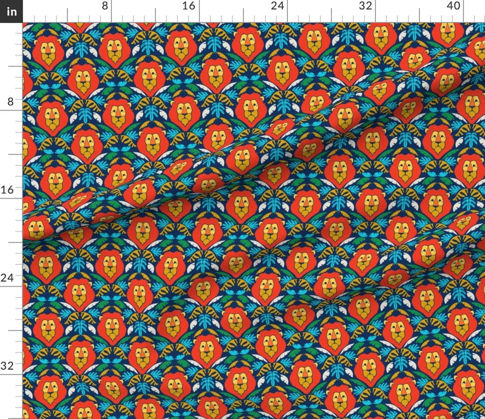 Jungle Lions Fabric Lion Jungle by Lapetitelecour Lion - Etsy