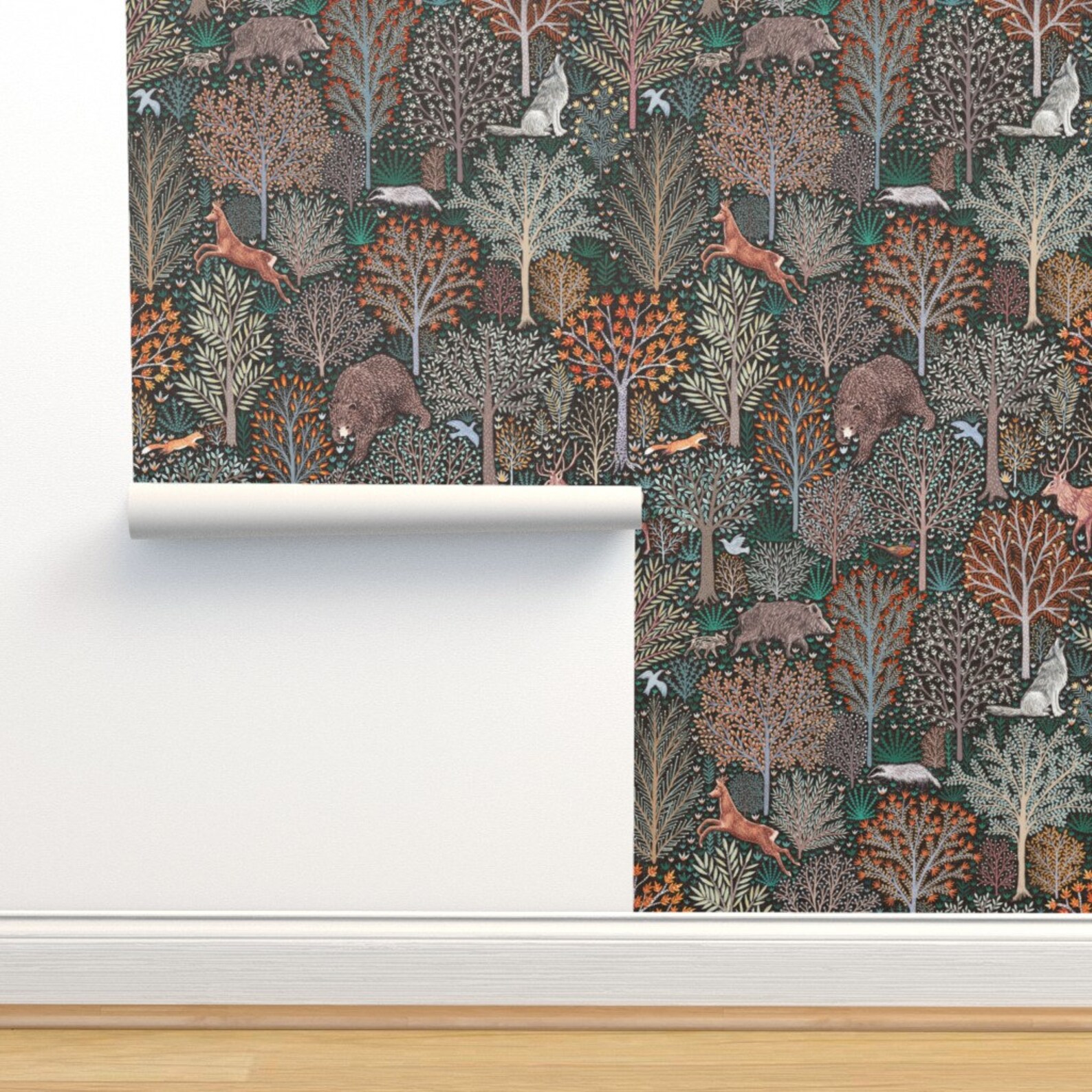 Rustic Wallpaper - Forest Animals by Rebecca_reck_art - Woodland ...