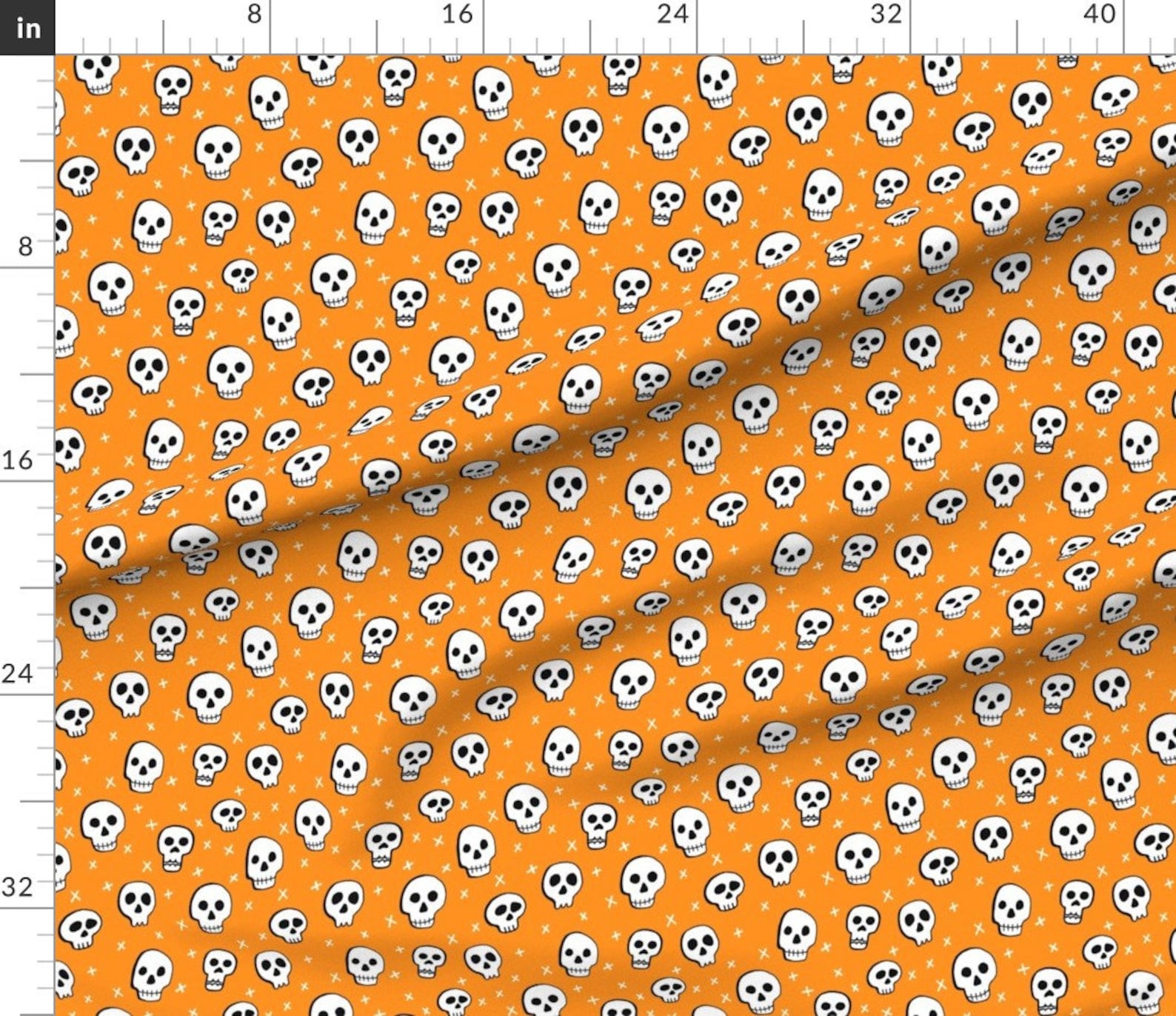Orange Skulls Fabric Halloween Skulls Orange By Jaymehennel | Etsy