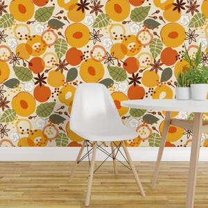 Apricots Wallpaper - Apricot Pie Large by De Zigns -orange Green 70s ...