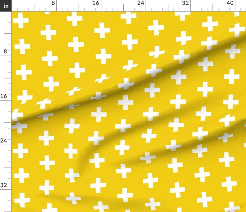 Yellow Plus Sign Fabric Golden Yellow Crosses Yellow Plus | Etsy