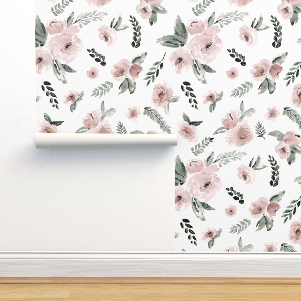 Blush Floral Wallpaper Blushfloral by Northeighty Blush - Etsy