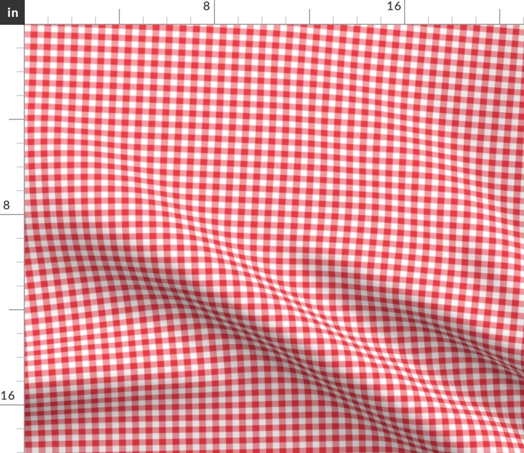 Strawberry Gingham Fabric Southern Summer Red White Picnic Check Small ...