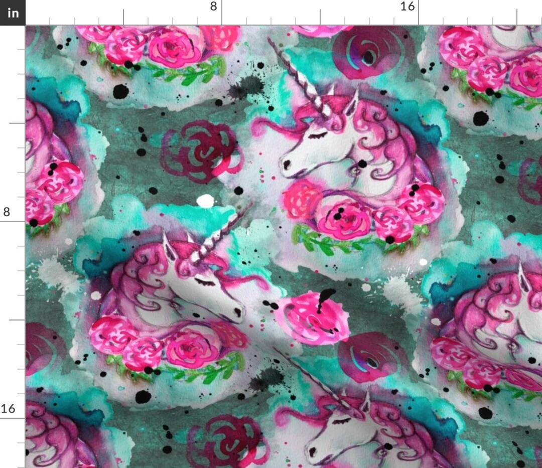 Unicorn Ink Splatter Fabric Unicorn Dreams by - Etsy