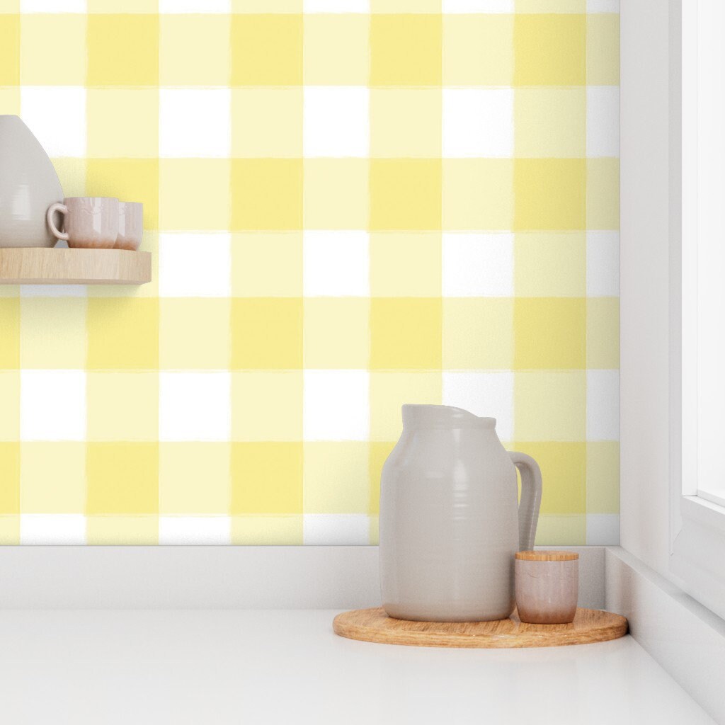Buffalo Check Wallpaper Yellow Buffalo Check Gingham by - Etsy