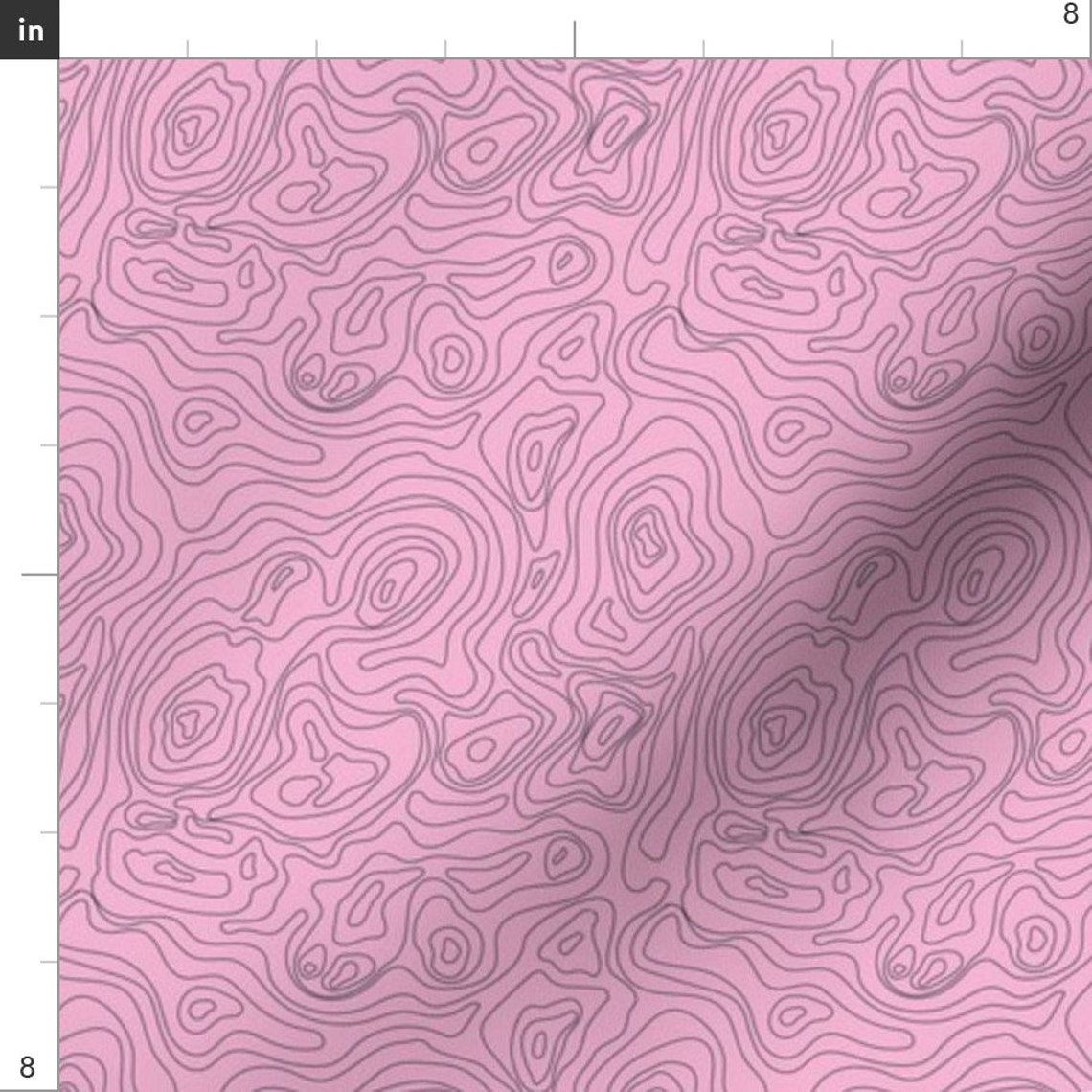 Pink and Black Topographic Map Fabric Topography Pink By - Etsy España
