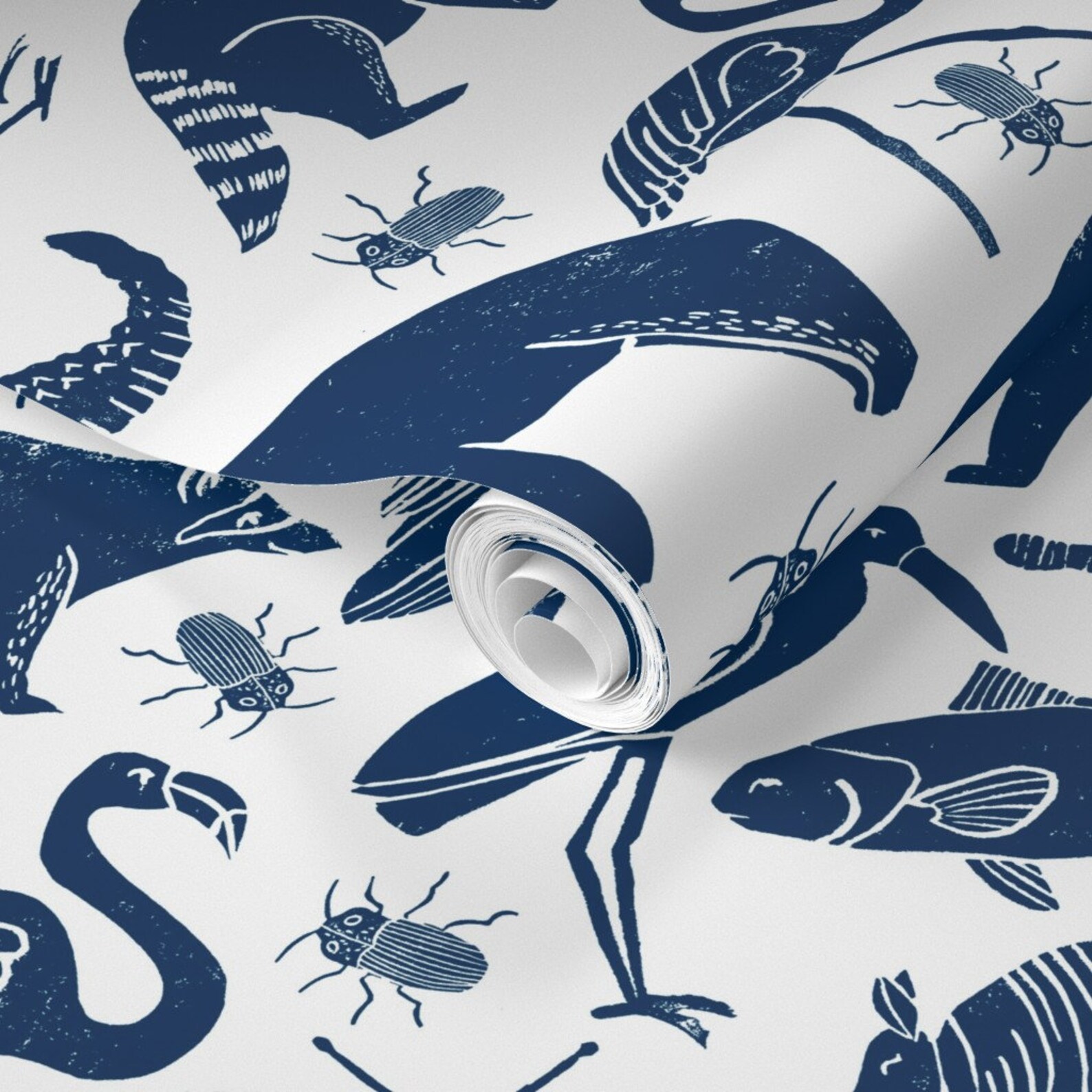 Animal Wallpaper Navy Blue Animals Nursery Baby by Andrea - Etsy
