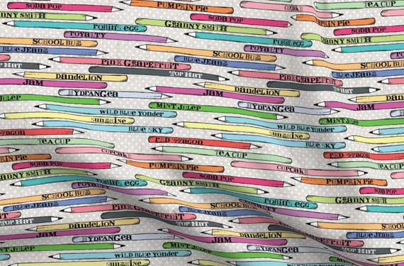 Vintage Colored Pencil Fabric Colour Me Vintage By | Etsy