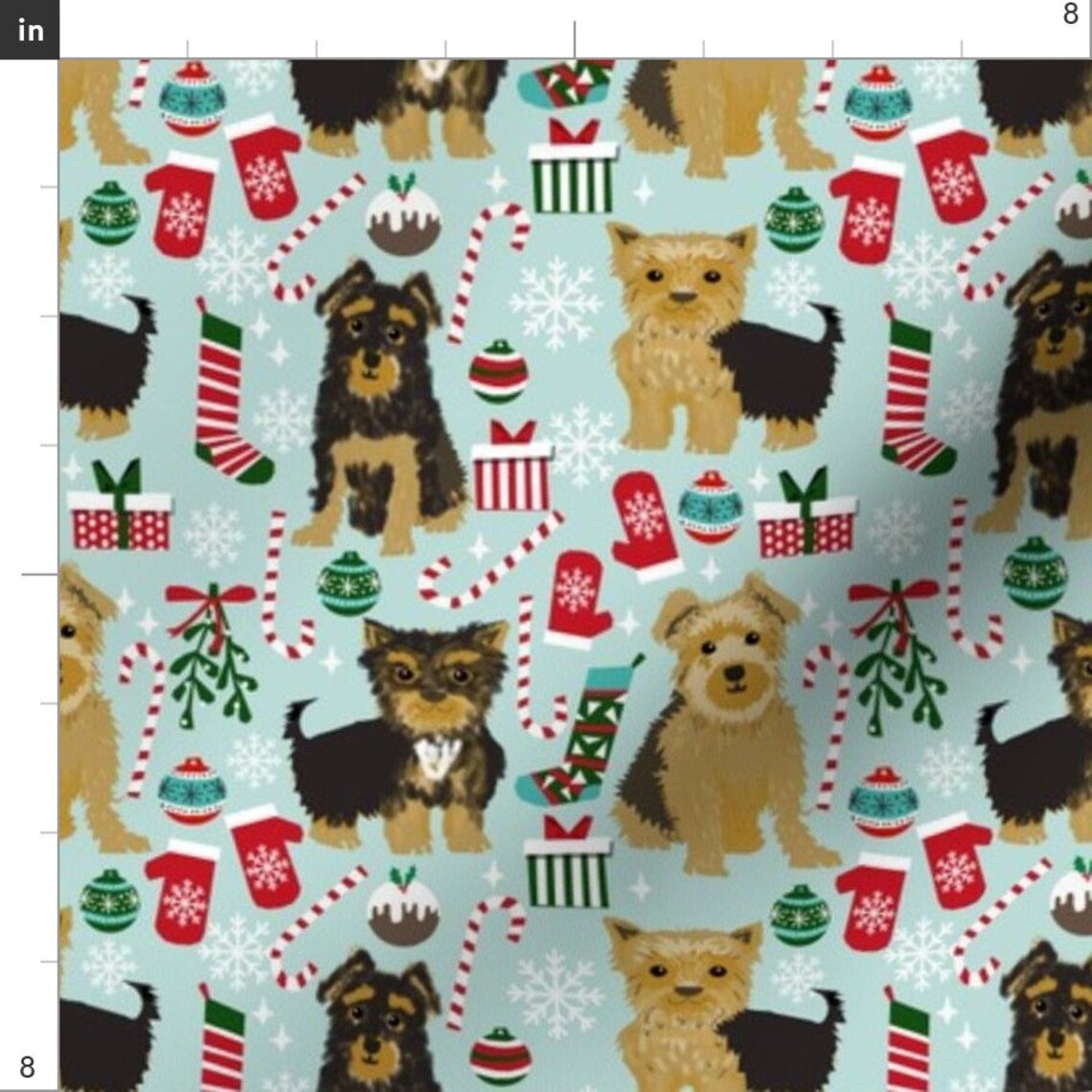 Yorkie Fabric Yorkie Christmas Cute Dog Yorkshire Terrier | Etsy