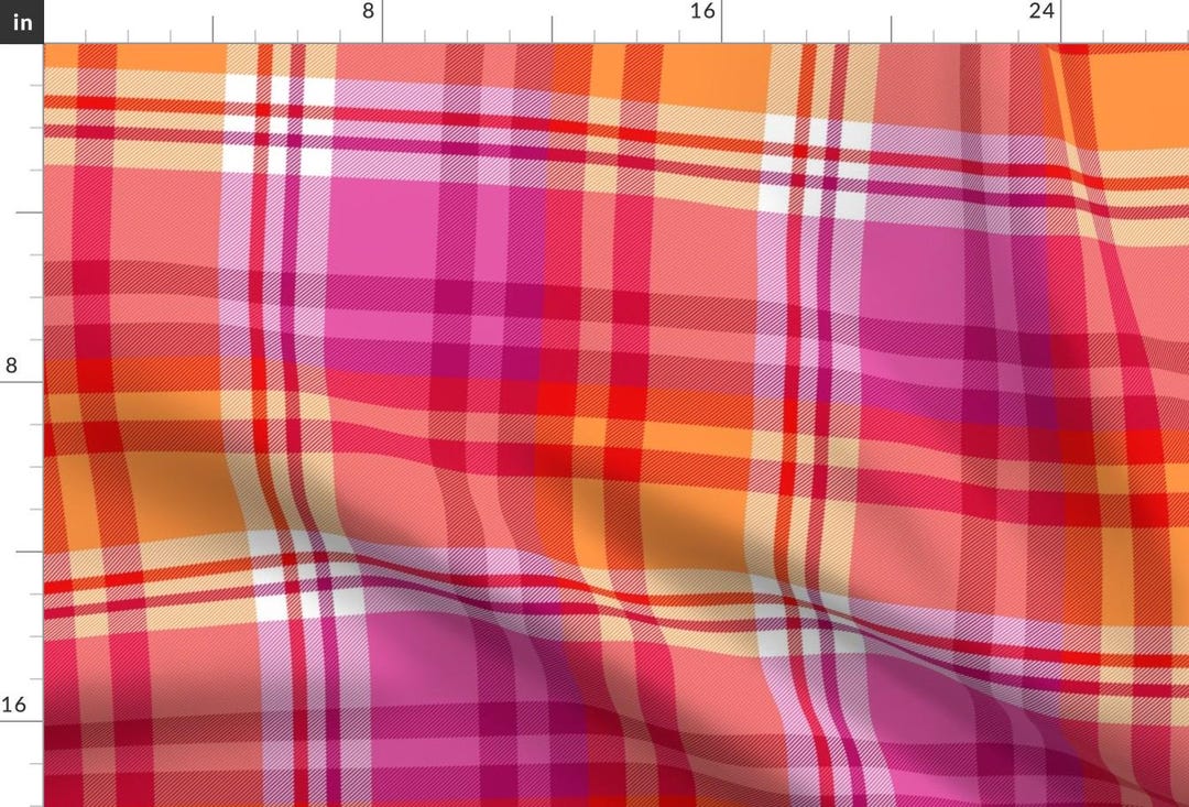 Pink Orange Plaid Apparel Fabric - Lesbian Plaid by Colinmooredraws ...