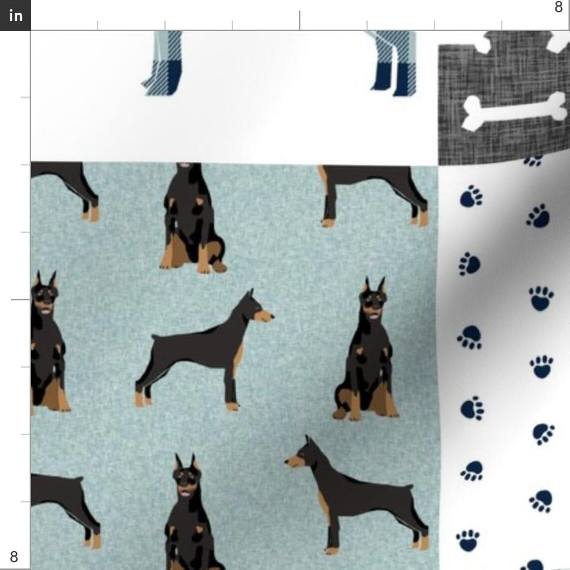 Doberman Fabric - Doberman Pinscher Pet Quilt B Cheater Quilt Dog Breed ...