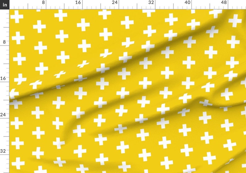 Yellow Plus Sign Fabric Golden Yellow Crosses Yellow Plus | Etsy