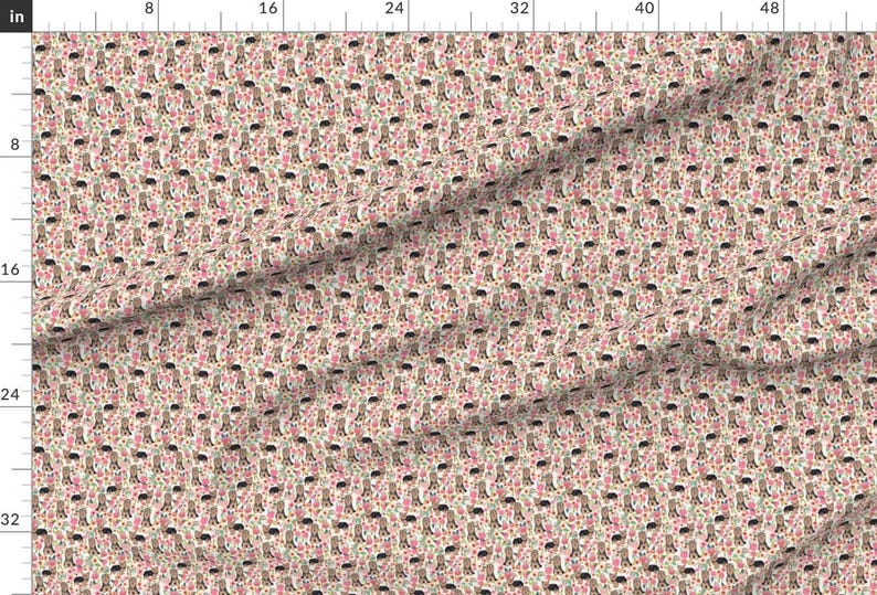 Yorkie Fabric - Yorkie Florals (smaller Scale) Yorkshire Terrier Beige ...