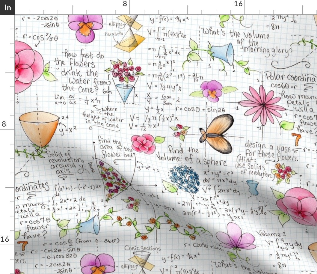 Gardening & Math Fabric Calculated Flowers Medium by - Etsy