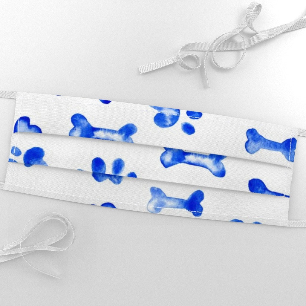 Dog Bone Fabric Dog Bone Paw Print Indigo Blue Royal White | Etsy