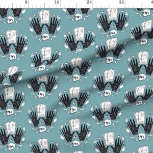 Spooky Fabric Curses and Spells Damask Black and Blue by Bella Modiste ...