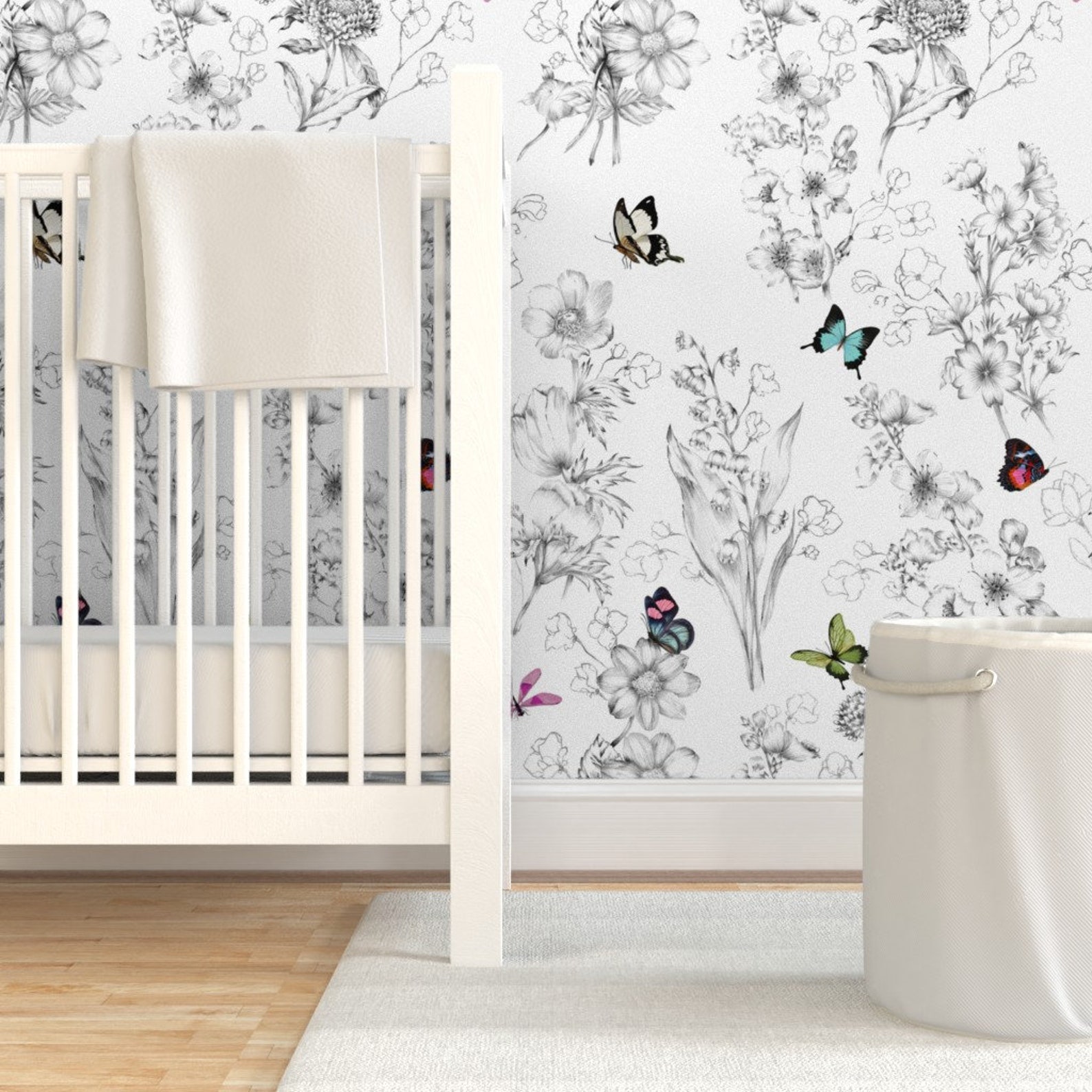 Butterfly Wallpaper Le Papillon by Willowlanetextiles Butterfly Custom ...