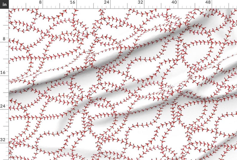 Baseball Ball Stitching Abstract Sports Fabric - Baseball Seams by C ...