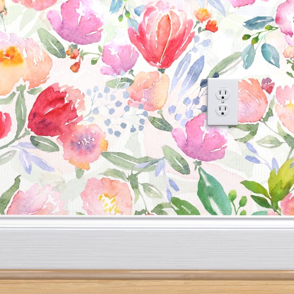 Summer Wallpaper Watercolor-floral-pattern by Innaogando - Etsy