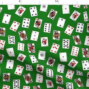 Playing Cards Fabric - Playing Card Green by Thin Line Textiles ...