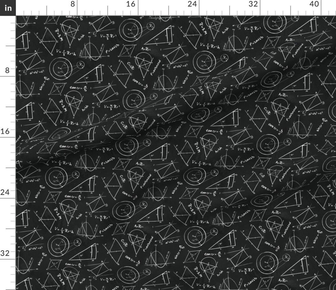 Geometry Fabric Chalkboard Calculations / Math Chalkboard | Etsy