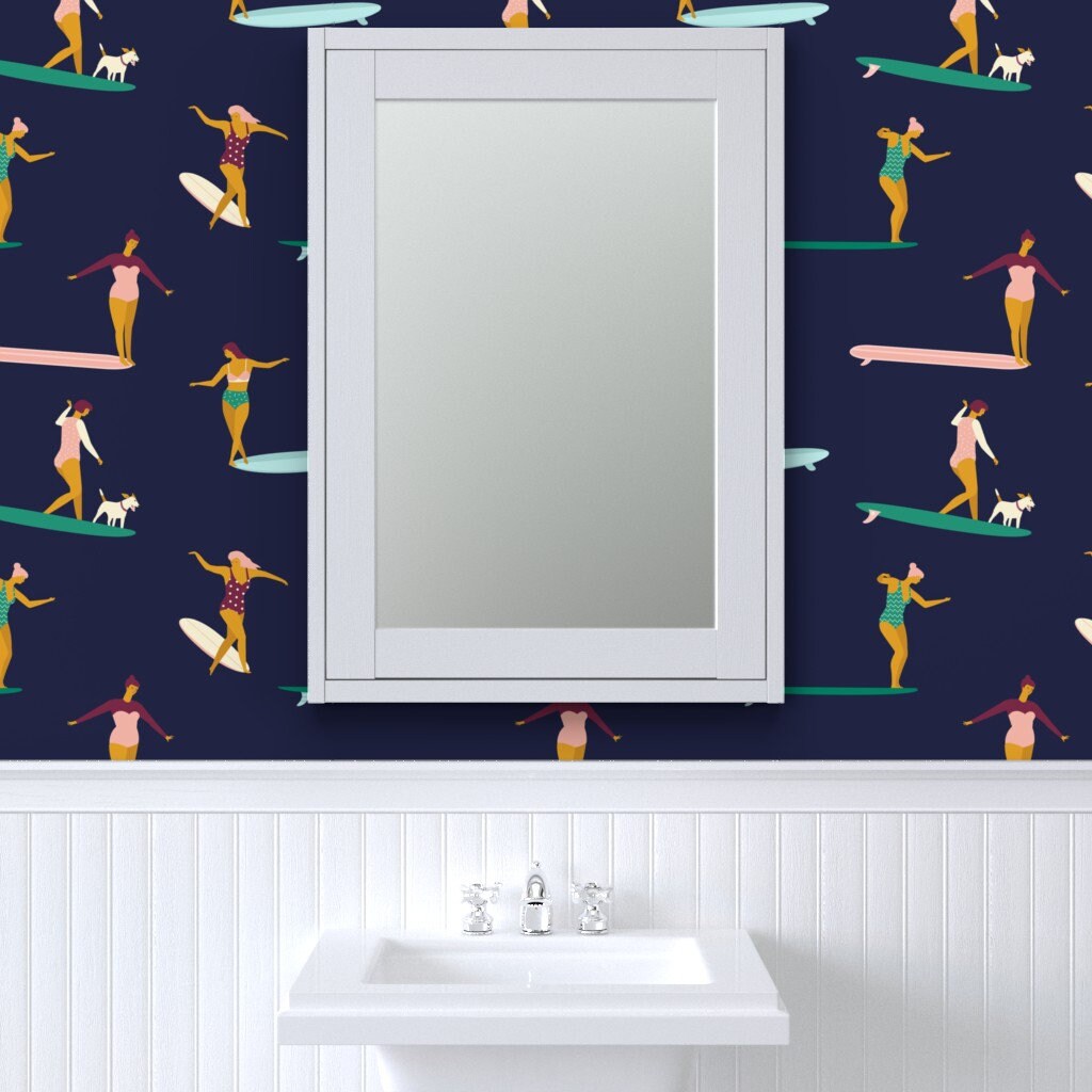 Surfing Wallpaper Soul Surfers Dark Blue by Tasiania Women | Etsy