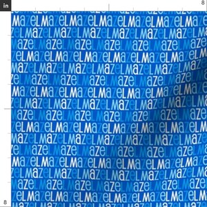 Mazel Fabric Mazel Tov Blue Letters on Blue Background by - Etsy