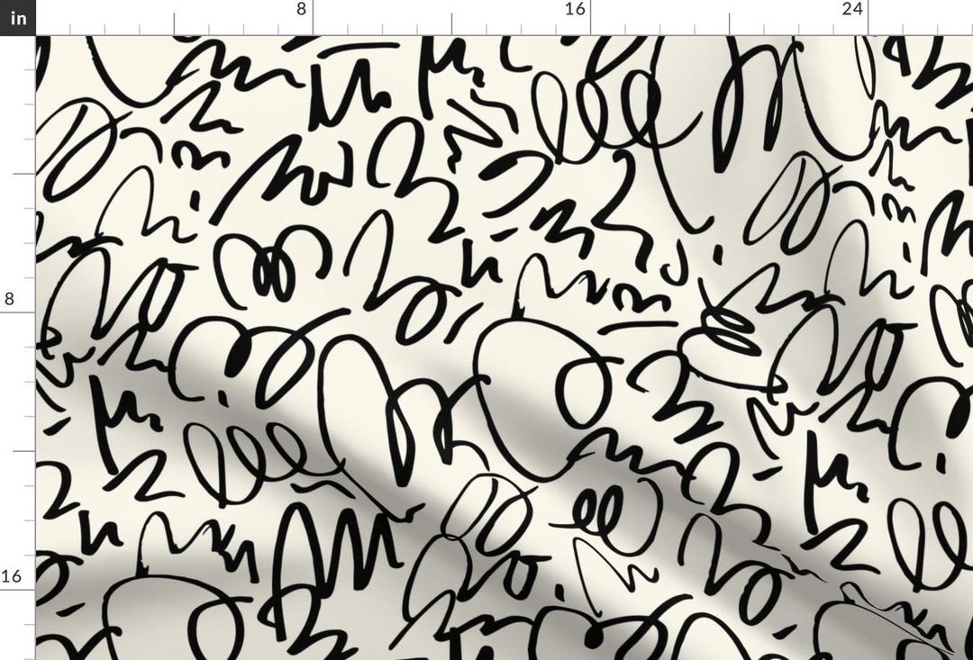 Scribbles Fabric - Free Marker by Malyskastudio - Black White Modern ...