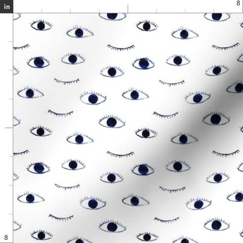 Watercolor Indigo Eye Fabric Blue Eyes by Katerinaizotova - Etsy