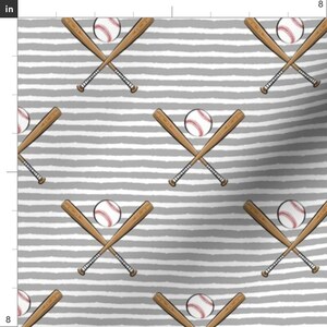 Baseball Fabric - Baseball Bats on Stripes (grey) by Littlearrowdesign ...