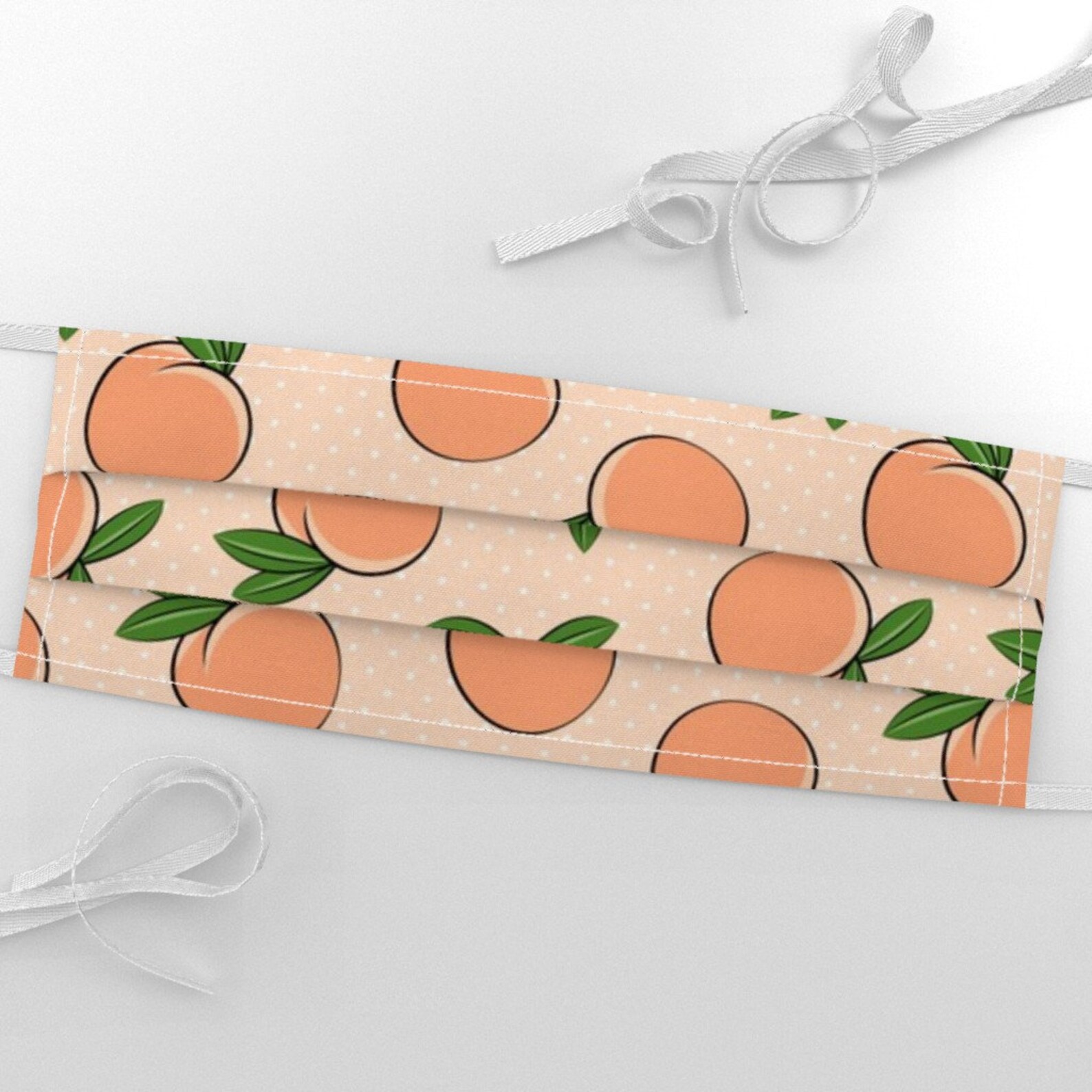 Peaches Fabric Peaches Polka Dots on Peach by - Etsy