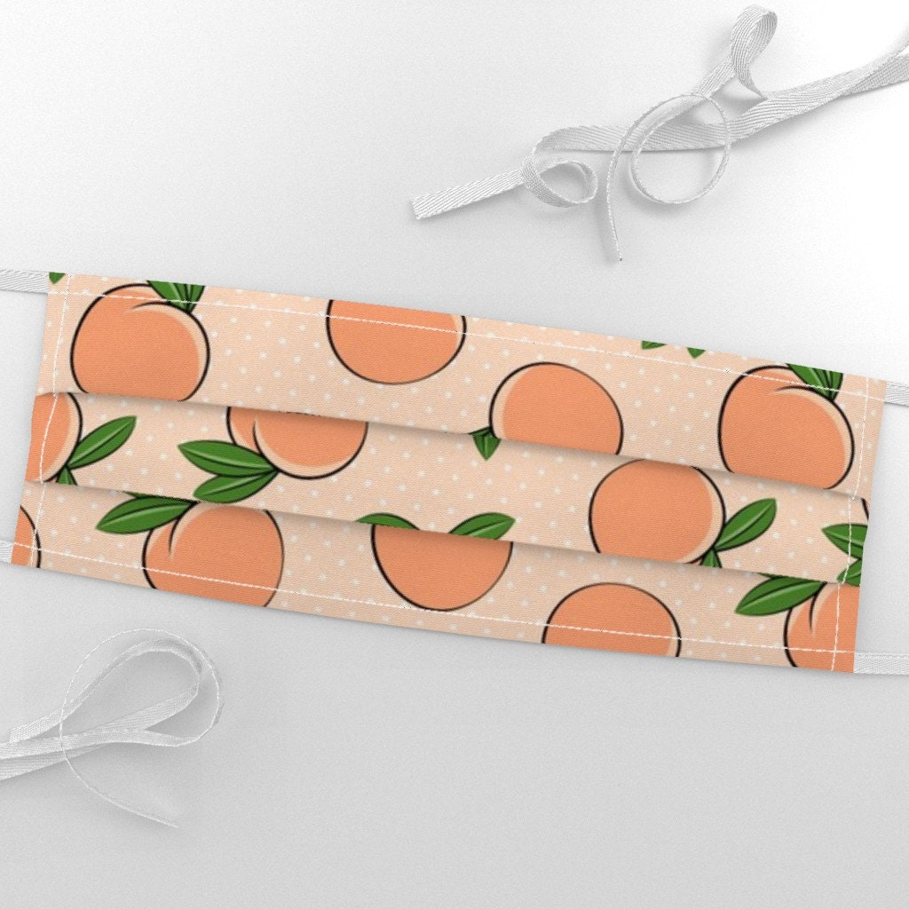 Peaches Fabric Peaches Polka Dots on Peach by - Etsy