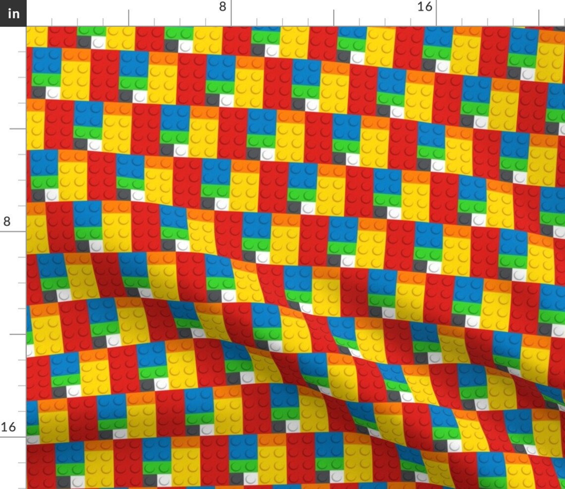 Rainbow Blocks Fabric Building Bricks Fabric Medium by | Etsy