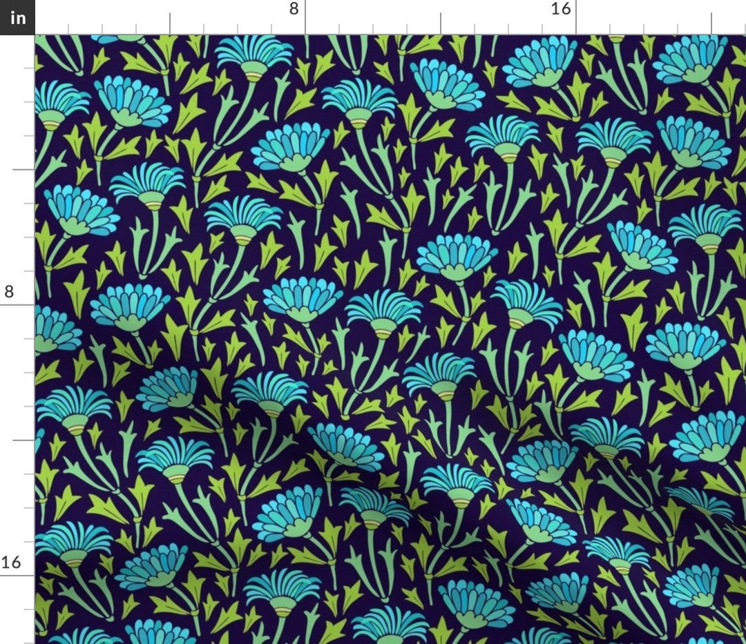 Blue Dainty Small Floral Illustration Spring Fabric Blue - Etsy