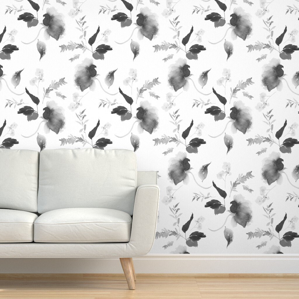 Black and White Wallpaper Spring Black and White by - Etsy