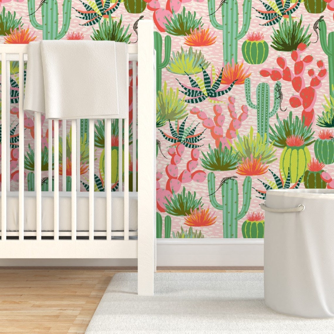 Cacti Wallpaper Modern Desert by Vivdesign Succulents Boho | Etsy