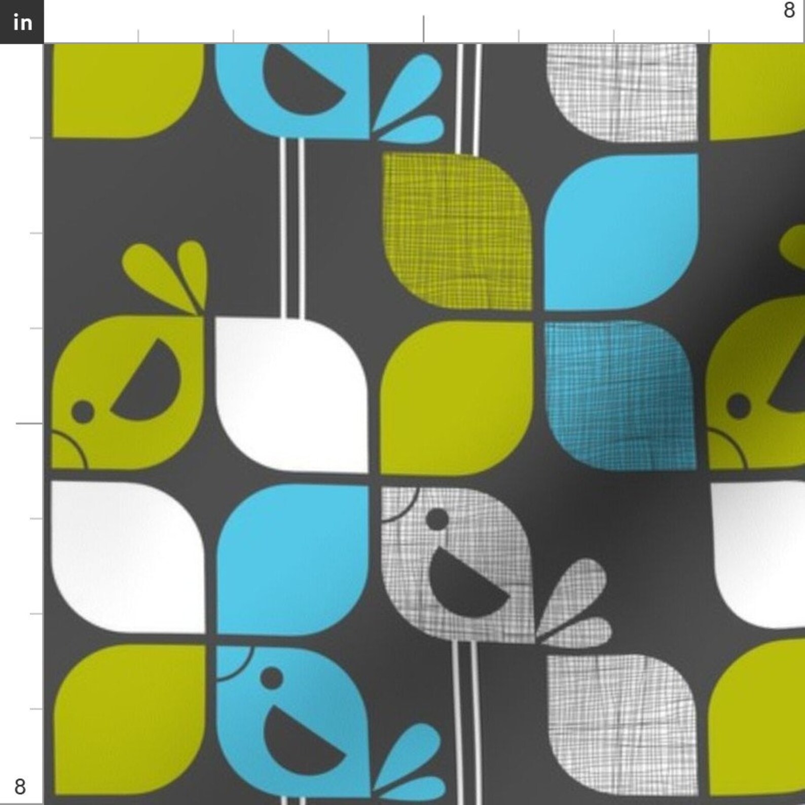 Mid Century Mod Fabric Mod Birds by Cjldesigns Mod - Etsy